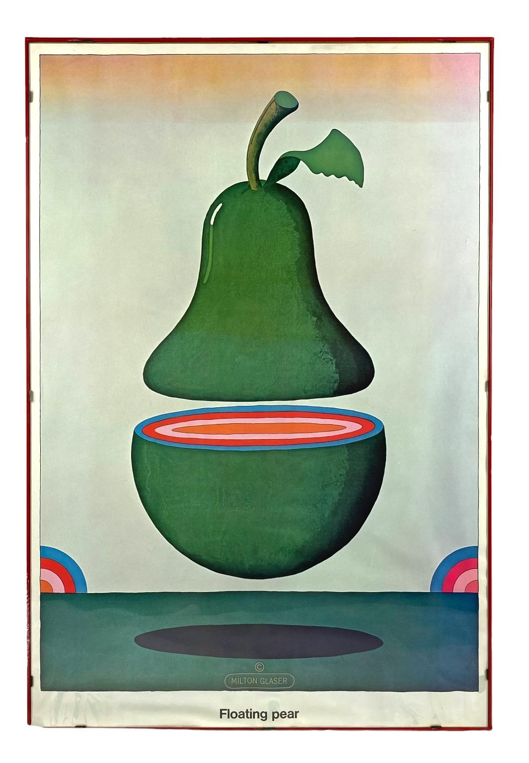 Floating Pear framed lithograph, Milton Glaser 1968, 1977 print France ...
