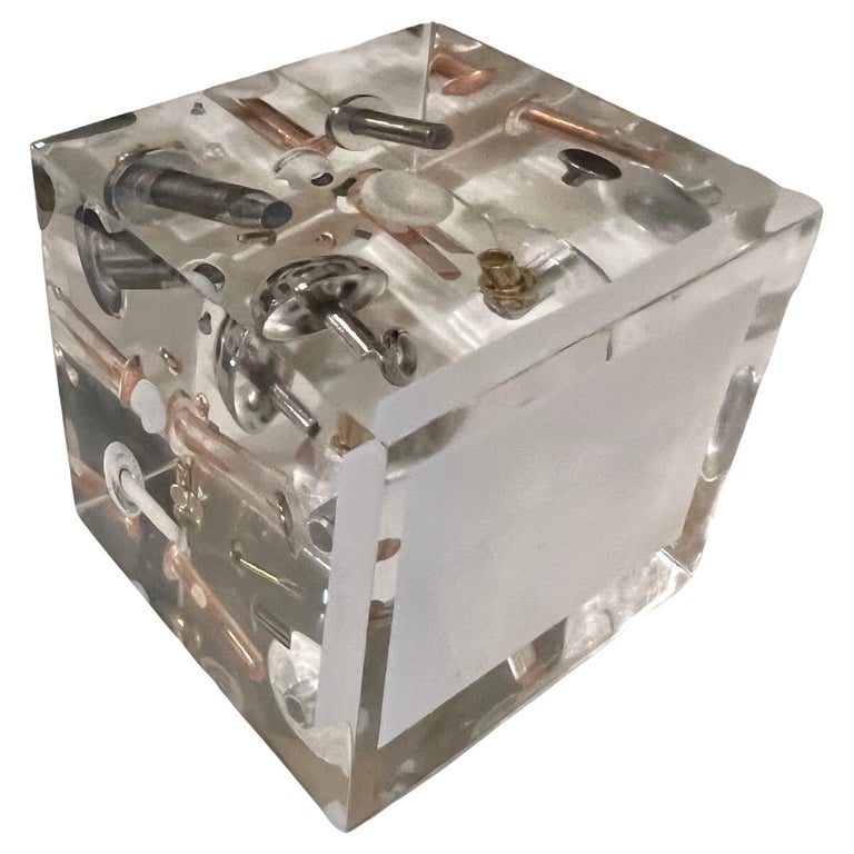 Floating Rivets in Lucite Cube Advertisement Paperweight Style of ...