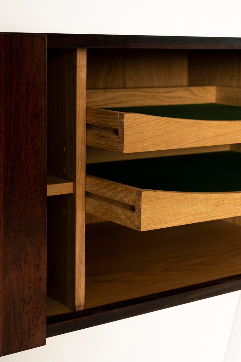 Floating Wall-Mounted Sideboard in Rosewood by Ib Kofod-Larsen, Denmark ...