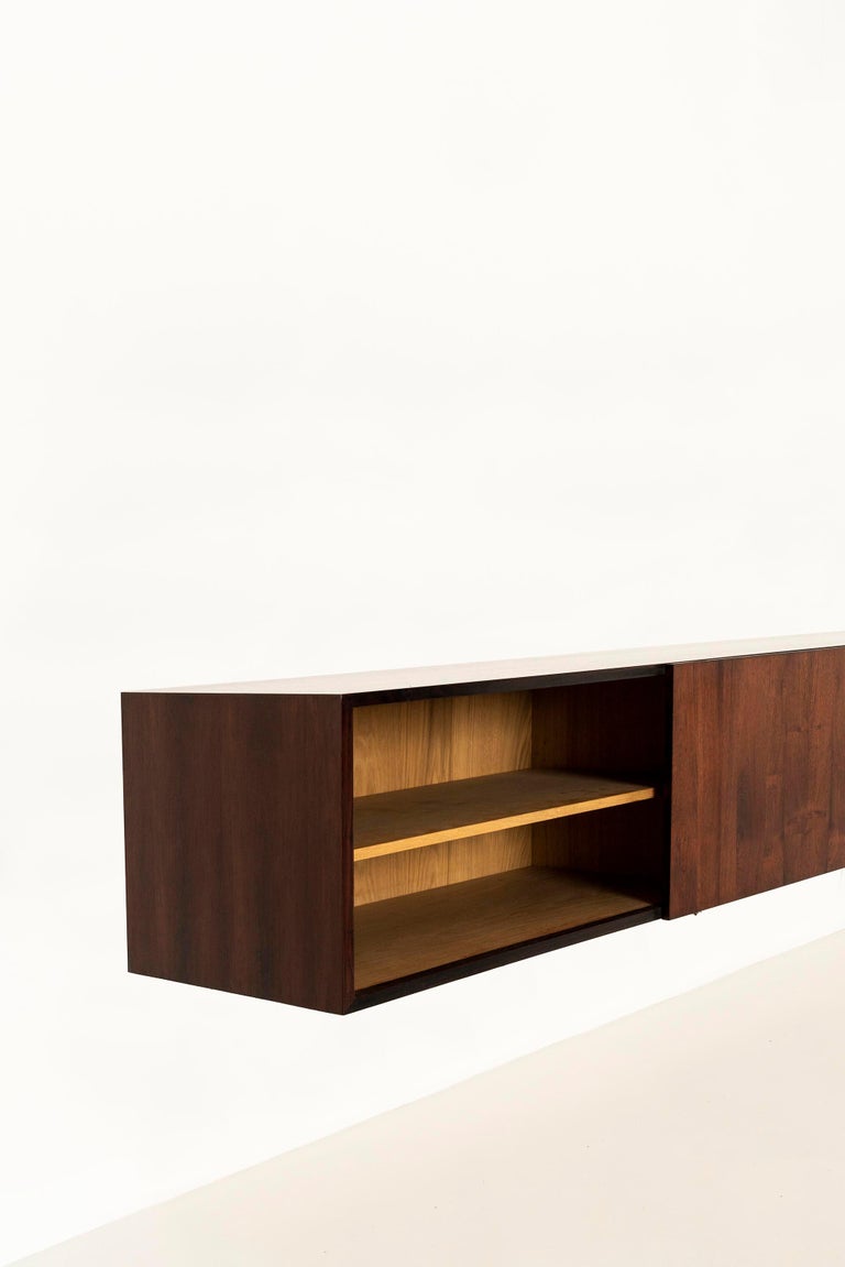 Floating Wall-Mounted Sideboard in Rosewood by Ib Kofod-Larsen, Denmark ...