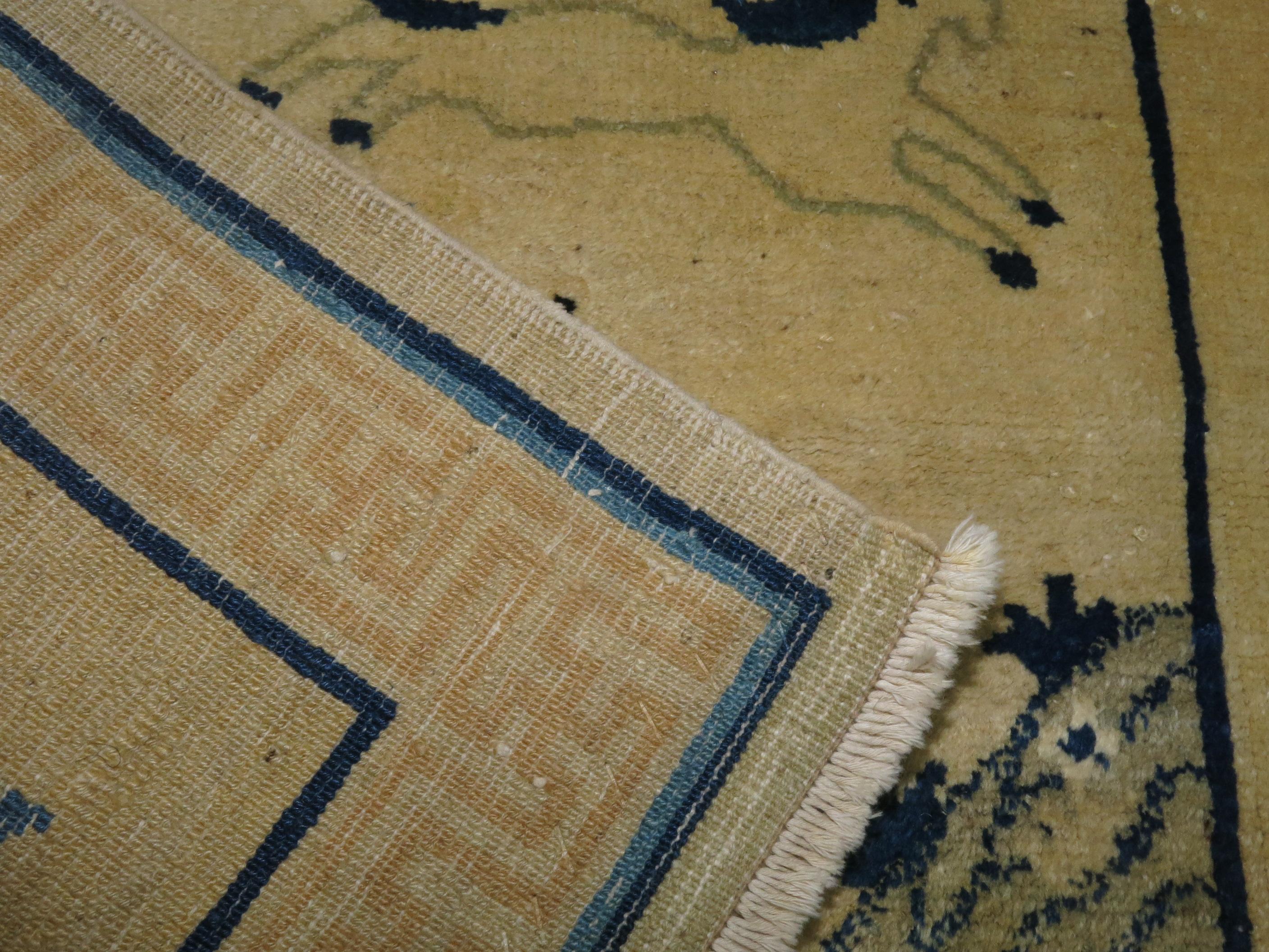 Flocking Horses Chinese Pictorial Throw Rug at 1stDibs