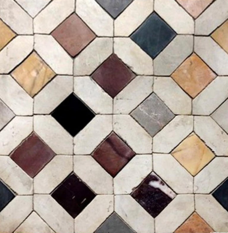 FLOOR IN POLYCHROME MARBLE WITH LOSANGE IN WHITE CARRARA MARBLE early ...
