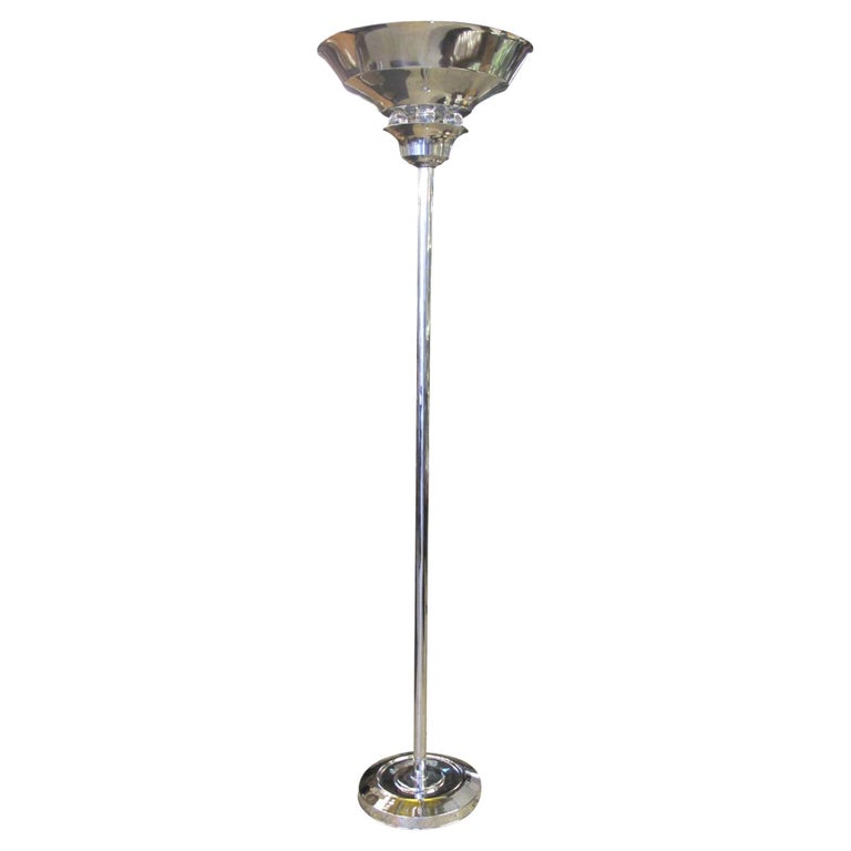 Floor Lamp Art Deco 1920, German, Materials: Chrome and Glass For Sale ...