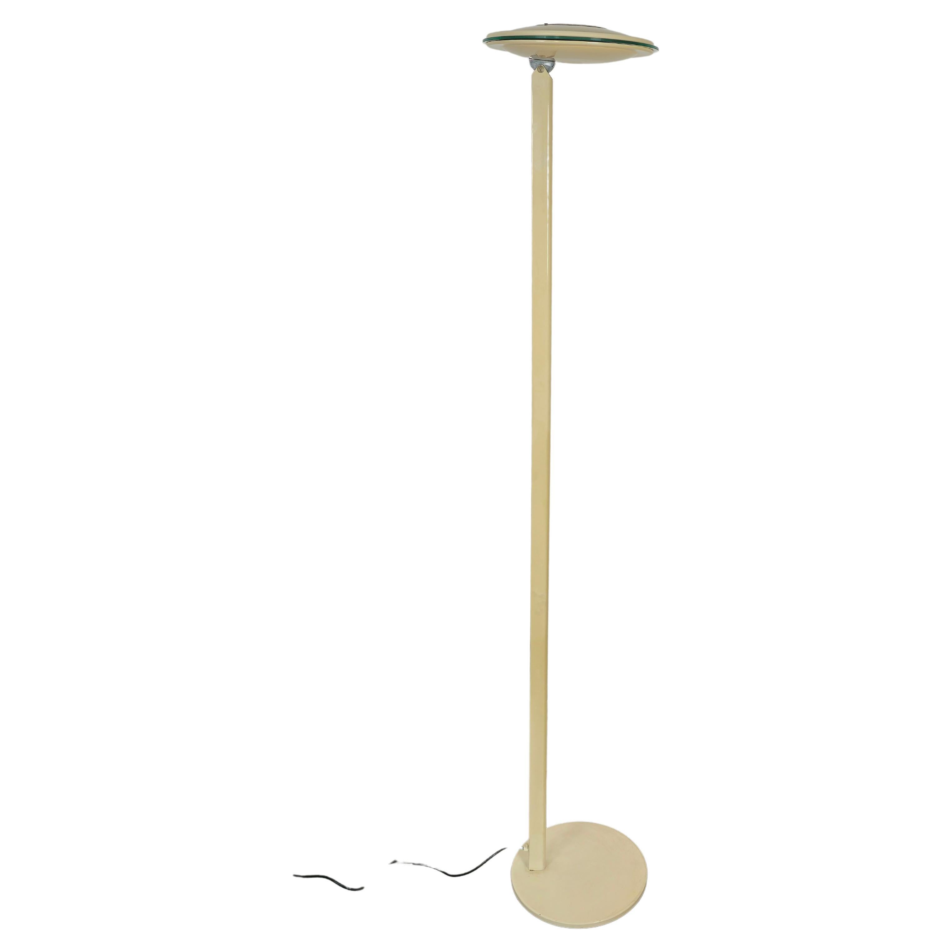 Floor Lamp Enamelled Metal Beige Glass Mid-Century Modern Italian ...