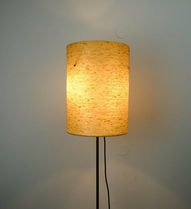 Floor Lamp Fiberglass Shade Chrome Black Metal 1960s Adjustable Height ...