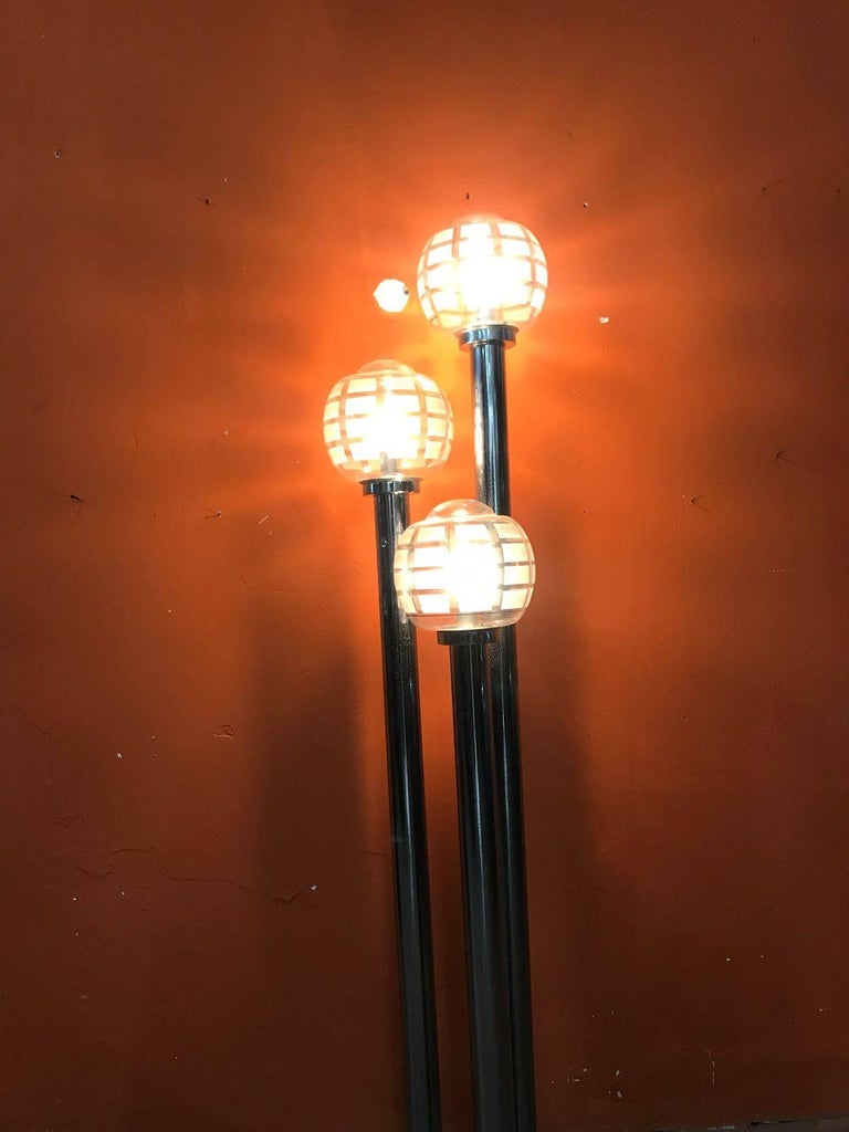 midcenturyFloor Lamp Three Chrome Stems 70 Years For Sale at 1stDibs
