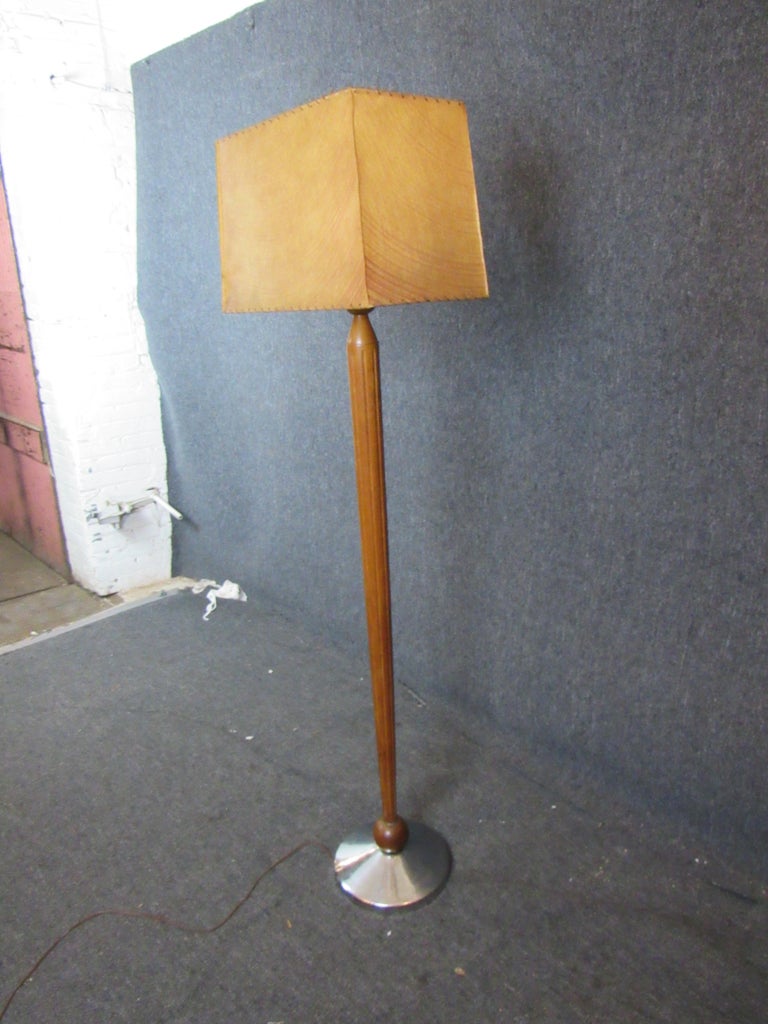 Floor Lamp w/ Hide Shade For Sale at 1stDibs