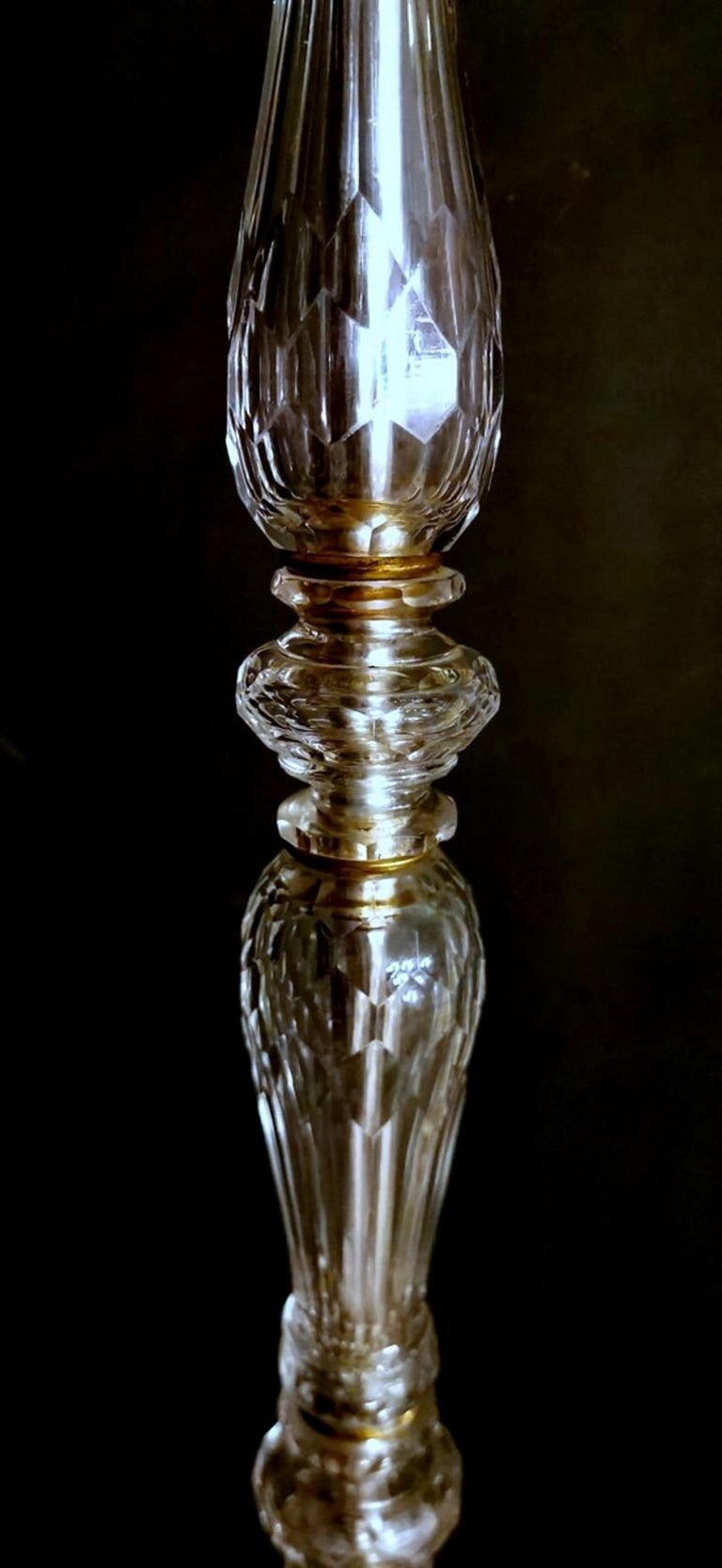 Floor Lamp with Cut, Ground Faceted Crystals, Brass Base France 'No ...