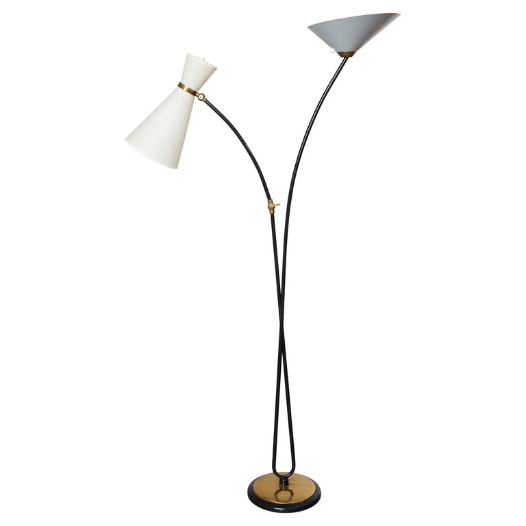 Floor Lamp with Two Arms in the Style of Carl Moor, BAG Turgi ...