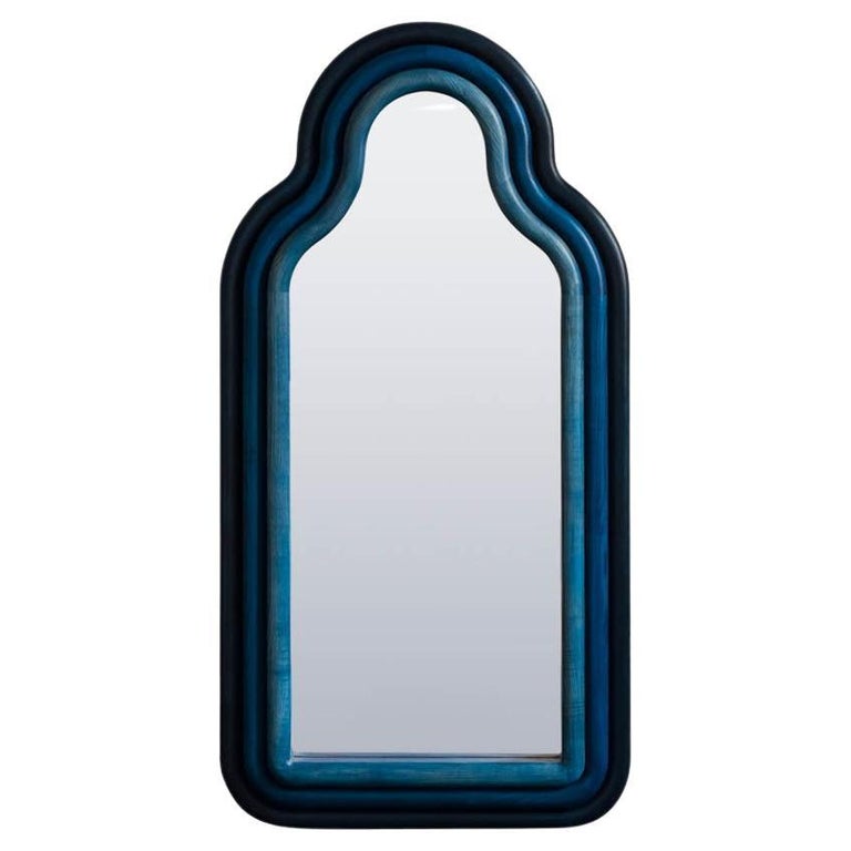 Floor Mirror Trn Triple, Wood, Shades of Blue For Sale at 1stDibs