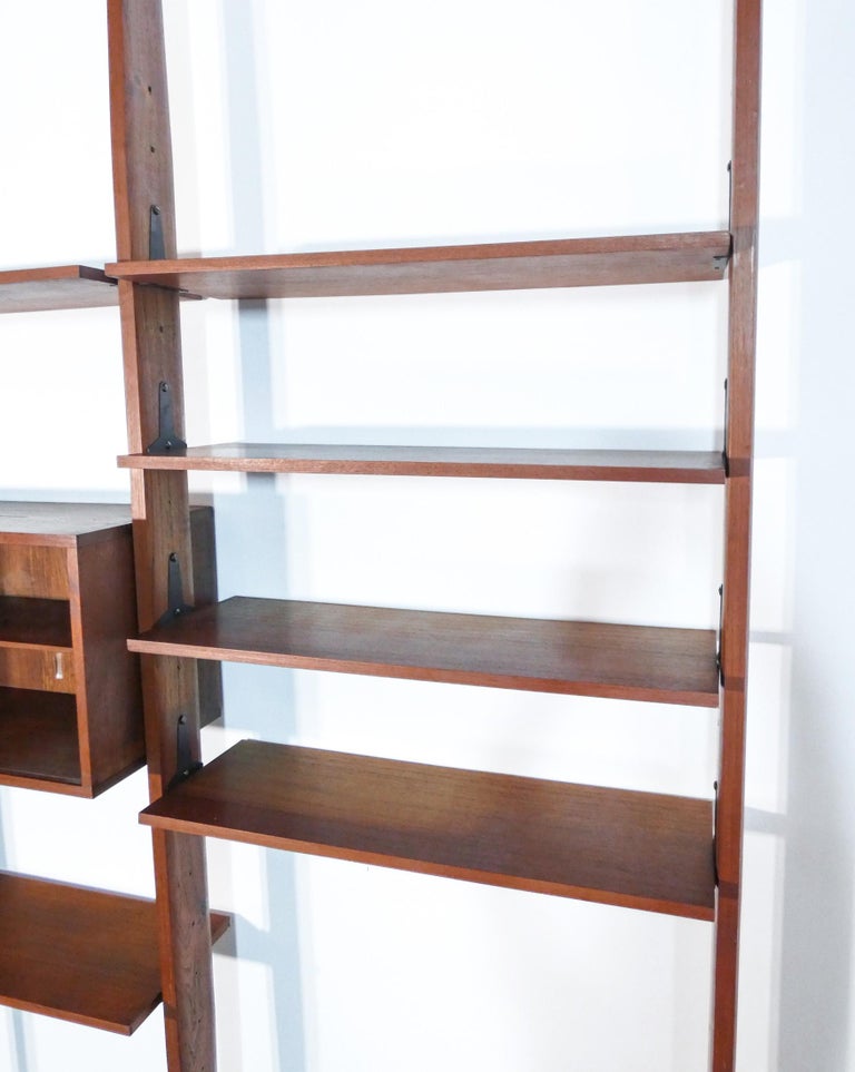 Floor-to-ceiling Shelf in Teak Wood, Modular Bookcase, Italian Design ...