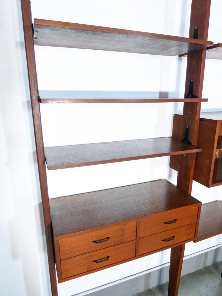 Floor-to-ceiling Shelf in Teak Wood, Modular Bookcase, Italian Design ...