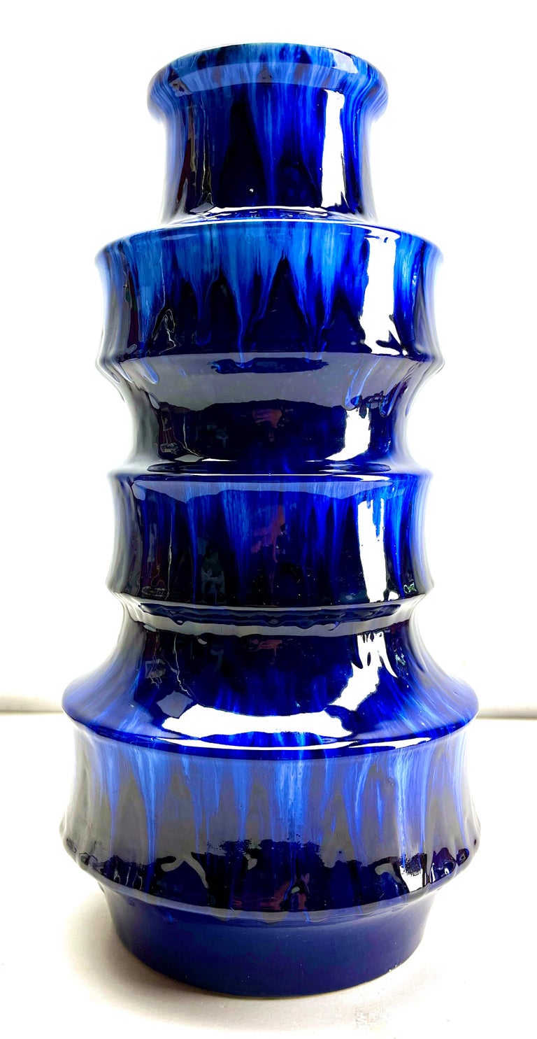 Floor Vase 'Scheurich, Blue Model 267-38' W-Germany, 1960s For Sale at 1stDibs