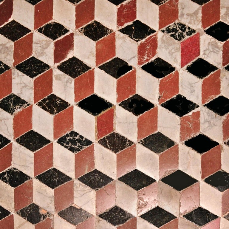 FLOOR WITH ASYMMETRIC RHOMBLES OF ARTESIA, COTTO AND CARRARA MARBLE ...