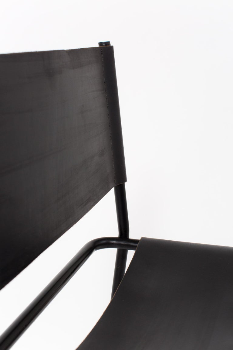 Flora Bar Stool in Black Leather and Black Steel by Steven Bukowski For ...