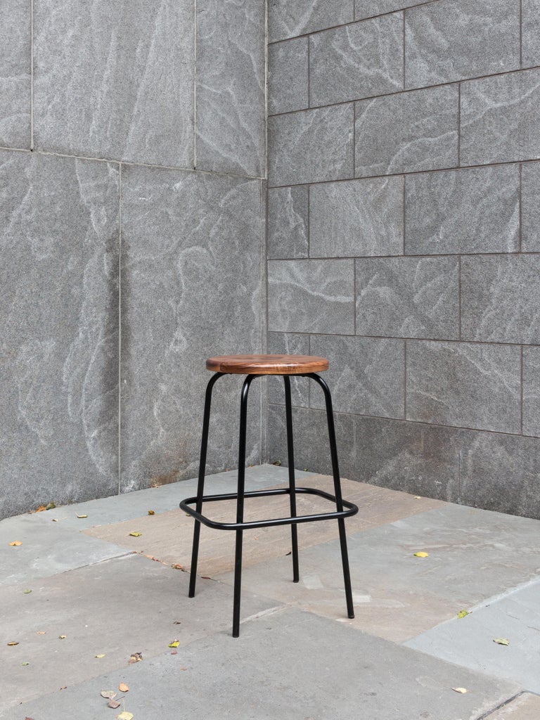 Flora Coffee Stool in Walnut and Black Steel by Steven Bukowski For ...