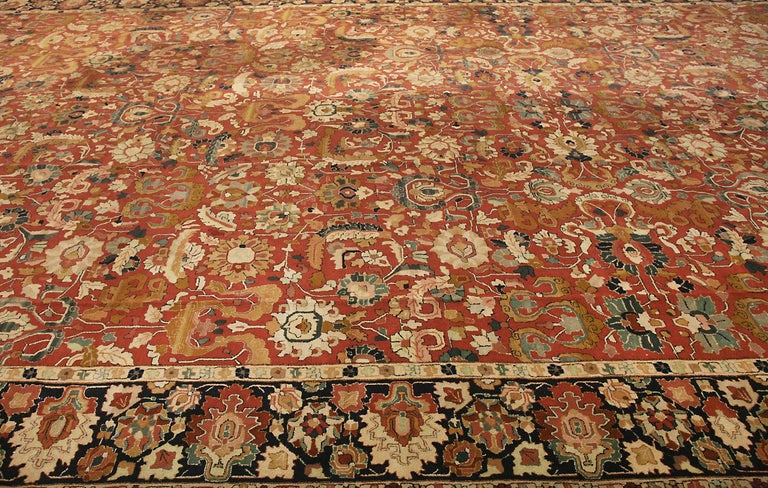 Floral All-Over Field Massive Antique German Rust Tetex Carpet, ca ...