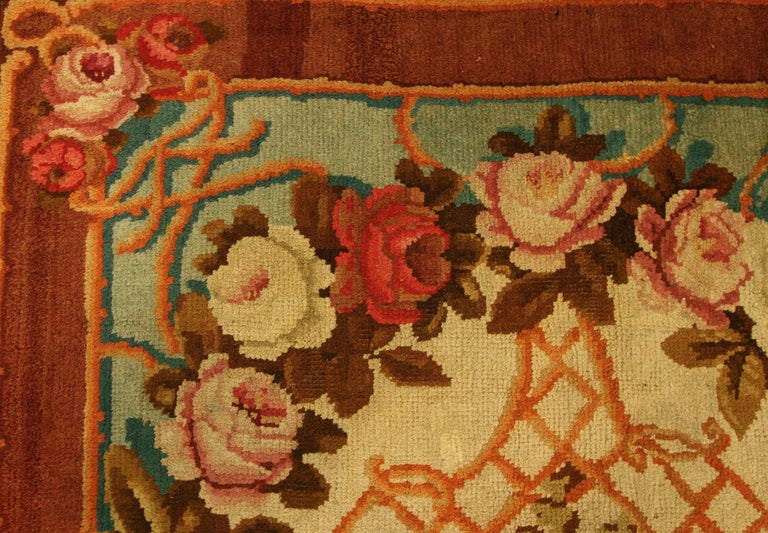 Floral Antique English Multicolor Wool Axminster Rug, ca. 1880 For Sale ...