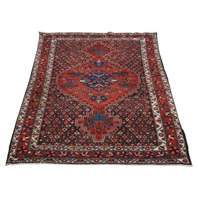 Floral Antique Rug Wool Traditional Carpet Blue Living Room Rug For ...