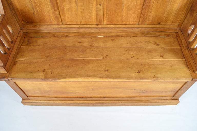 Floral Art Nouveau Hall Chest Bench with Coat Racks in Carved Oak ...