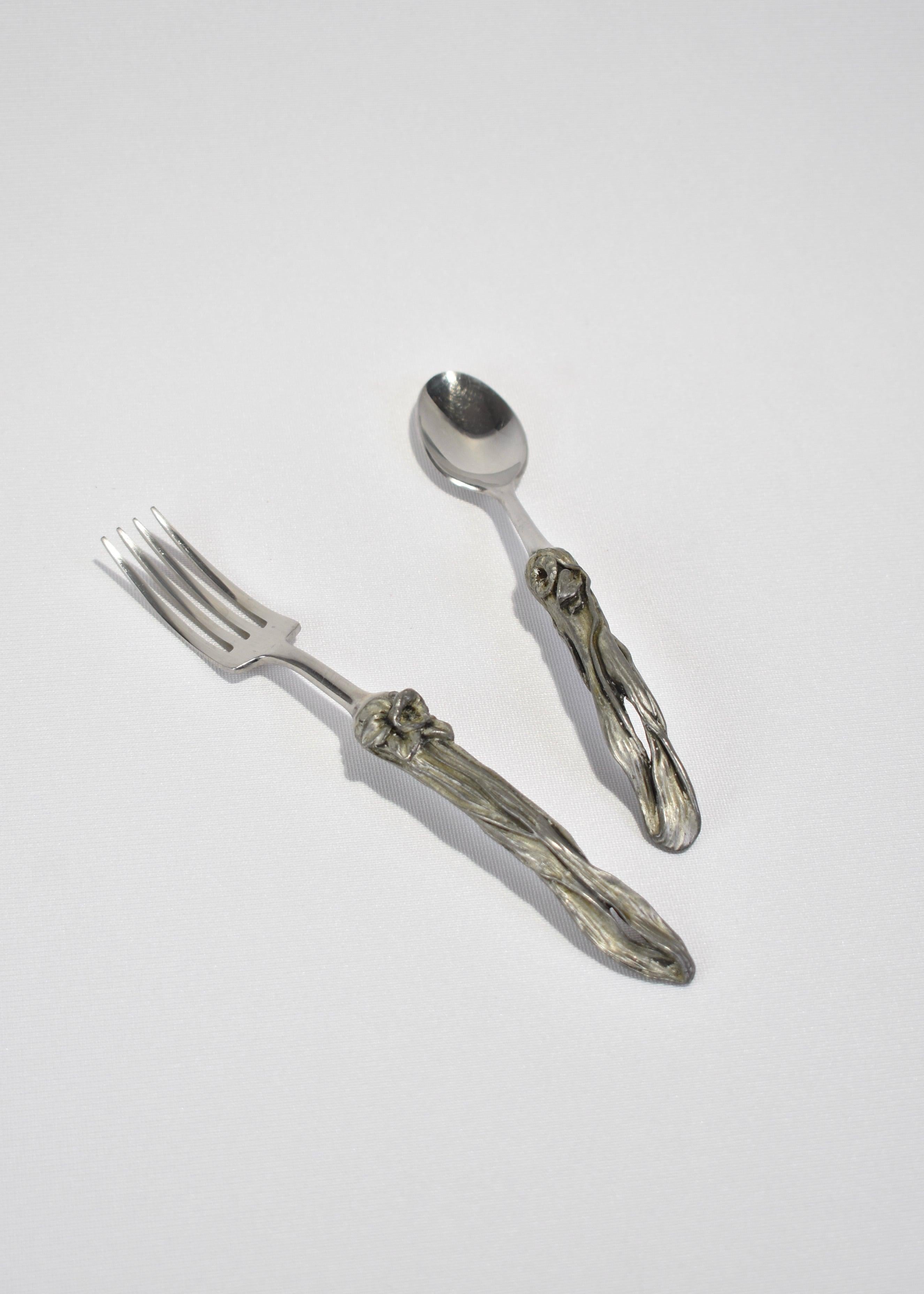Floral Brutalist Flatware Set For Sale at 1stDibs