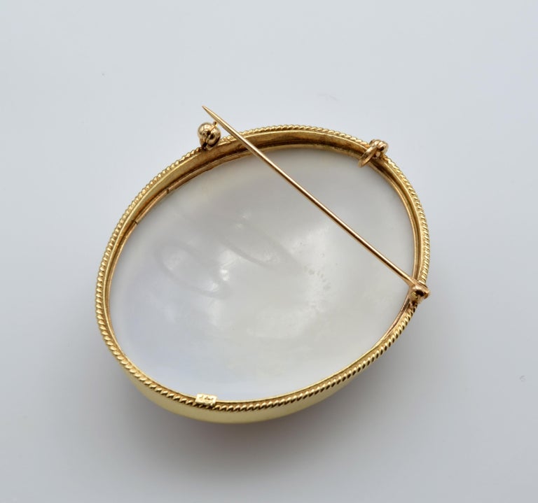 Floral Cameo Hand-Carved Shell Brooch/Pendant set in 14 Karat Gold at ...