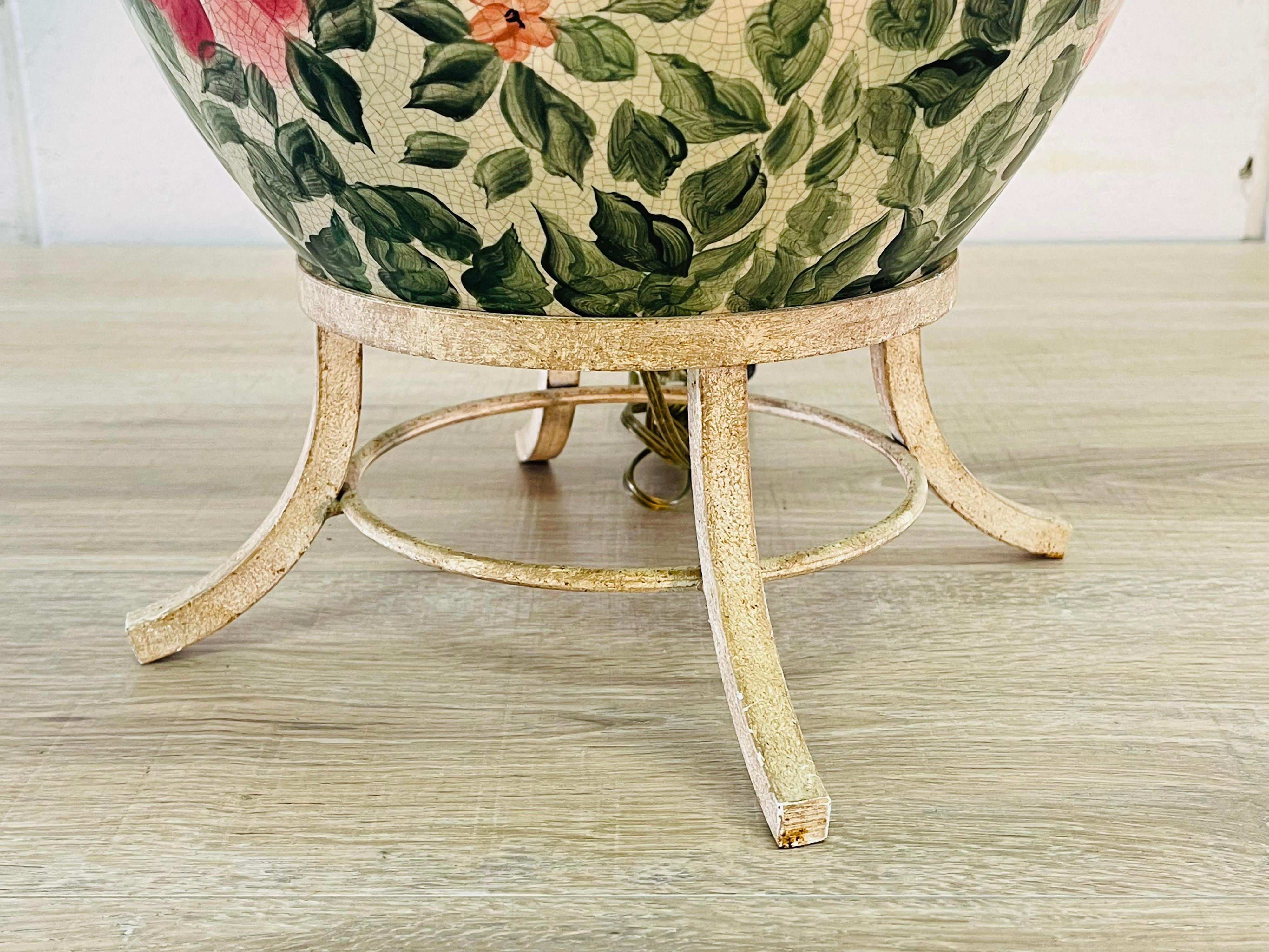 Floral Ceramic Round Table Lamp For Sale at 1stDibs | ceramic floral ...