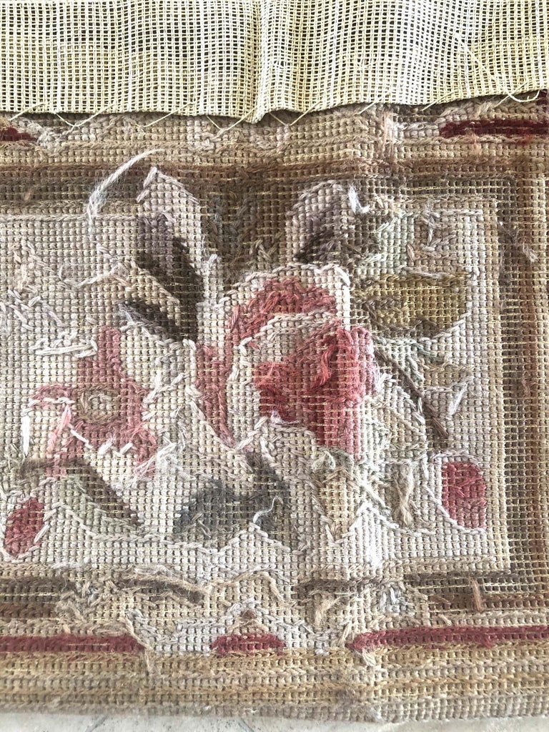 Floral Cream Needlepoint Chinese Tapestry Rug For Sale at 1stDibs