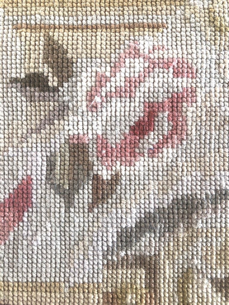 Floral Cream Needlepoint Chinese Tapestry Rug For Sale at 1stDibs