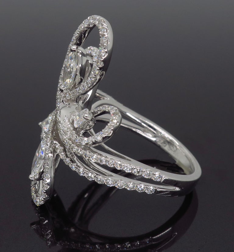 Floral Design Abstract Diamond Fashion Ring at 1stDibs