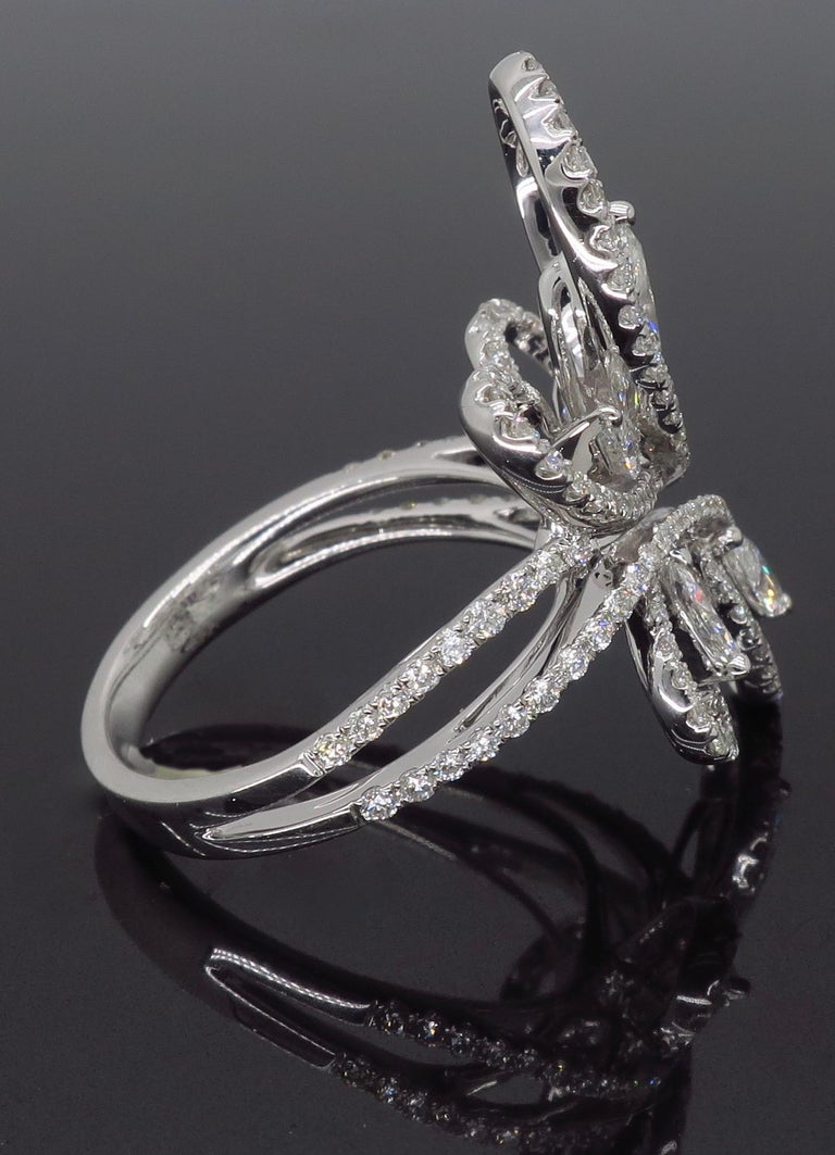 Floral Design Abstract Diamond Fashion Ring at 1stDibs