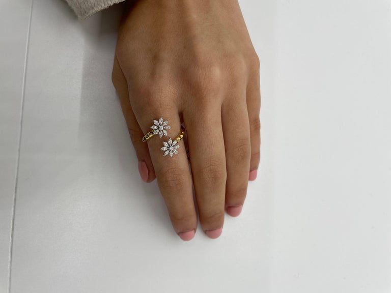 Customizable Floral Diamond Studded Ring in 18K Yellow Gold For Sale at ...