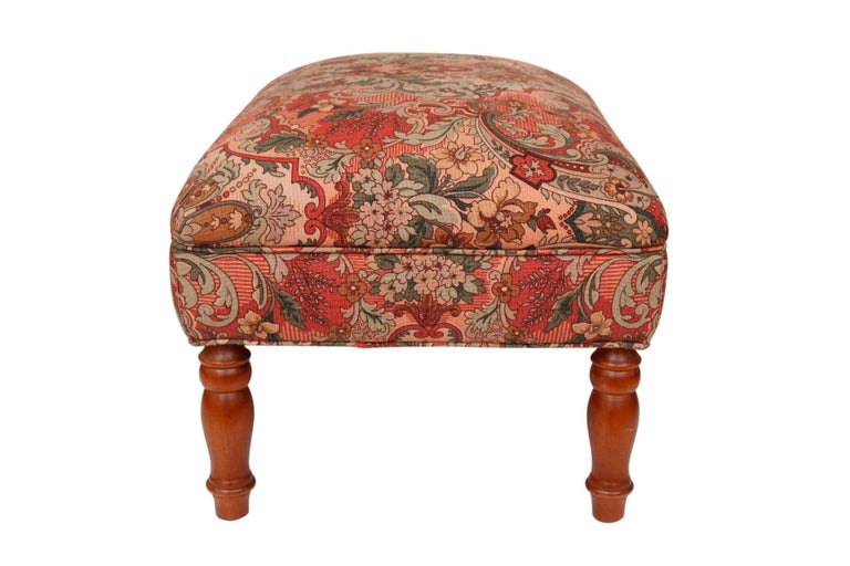 Floral English Style Ottoman For Sale at 1stDibs