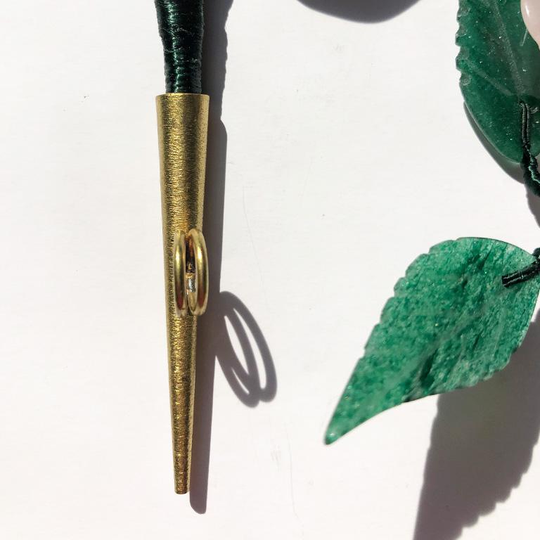 Floral Gem Stone Pink and Green Place Card Holders from Hong Kong 1950s ...