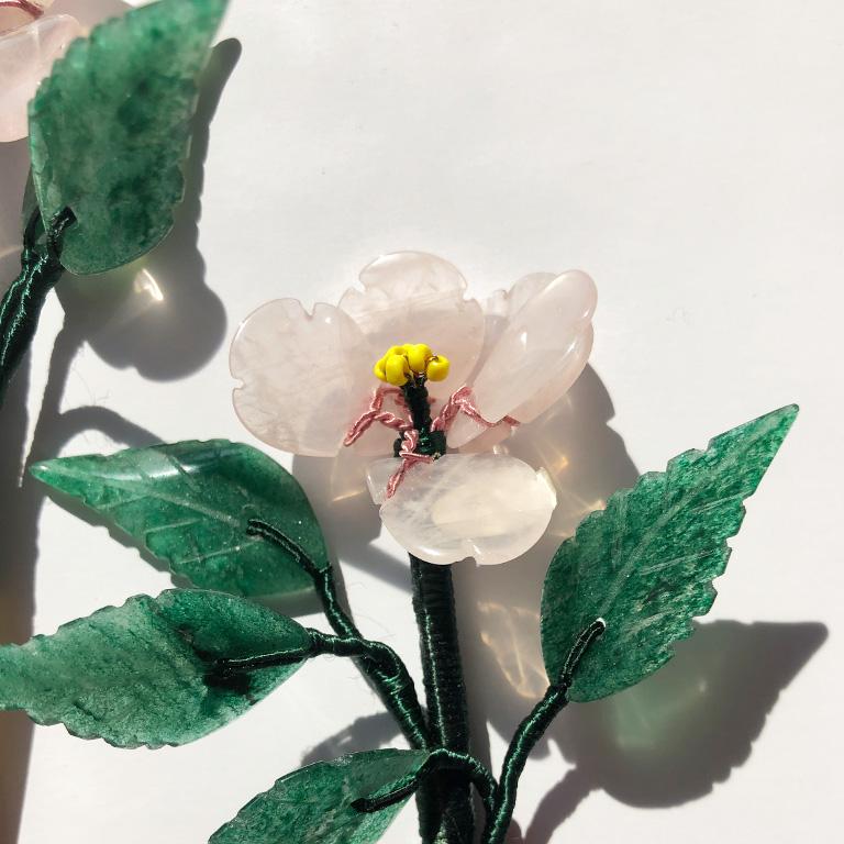 Floral Gem Stone Pink and Green Place Card Holders from Hong Kong 1950s ...