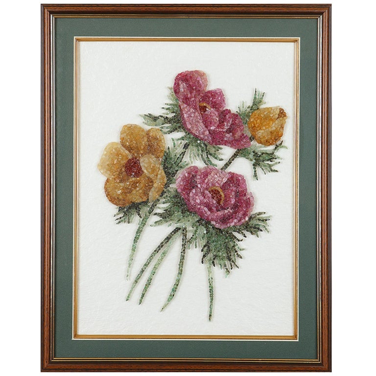 Floral Gemstone Artwork For Sale at 1stDibs
