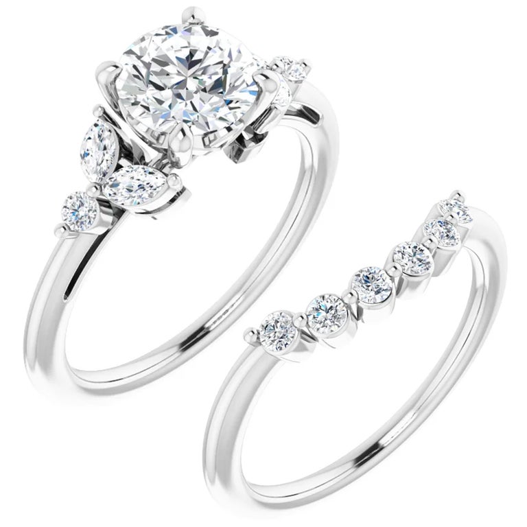 Floral Inspired Marquise Diamond Accented Round GIA Certified ...