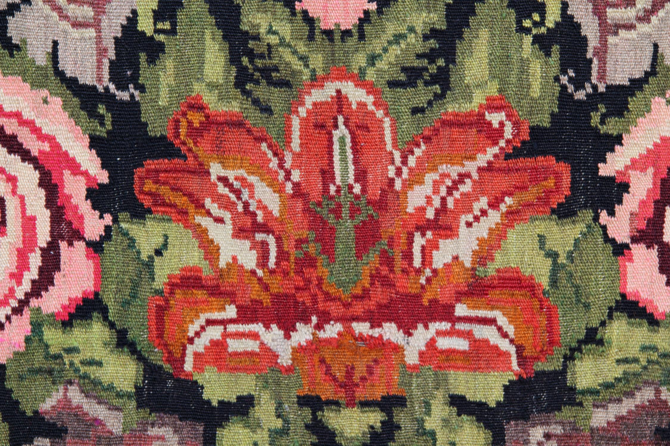 Floral Kilim Rug Antique Decorative Area Rug Handmade Carpet Moldova at ...