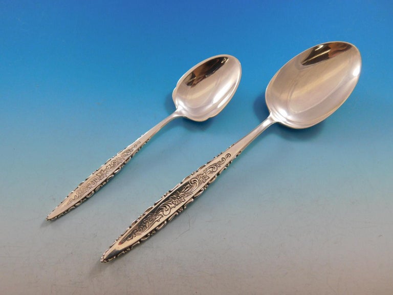 Floral Lace by Lunt Sterling Silver Flatware Set for 12 Service 54 ...