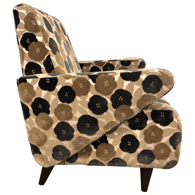 Floral Lounge Chair Modern Midcentury For Sale at 1stDibs