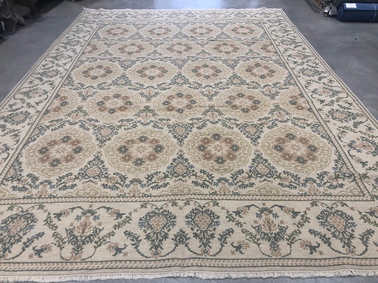 Floral Medallions Rug with Green and Brown For Sale at 1stDibs