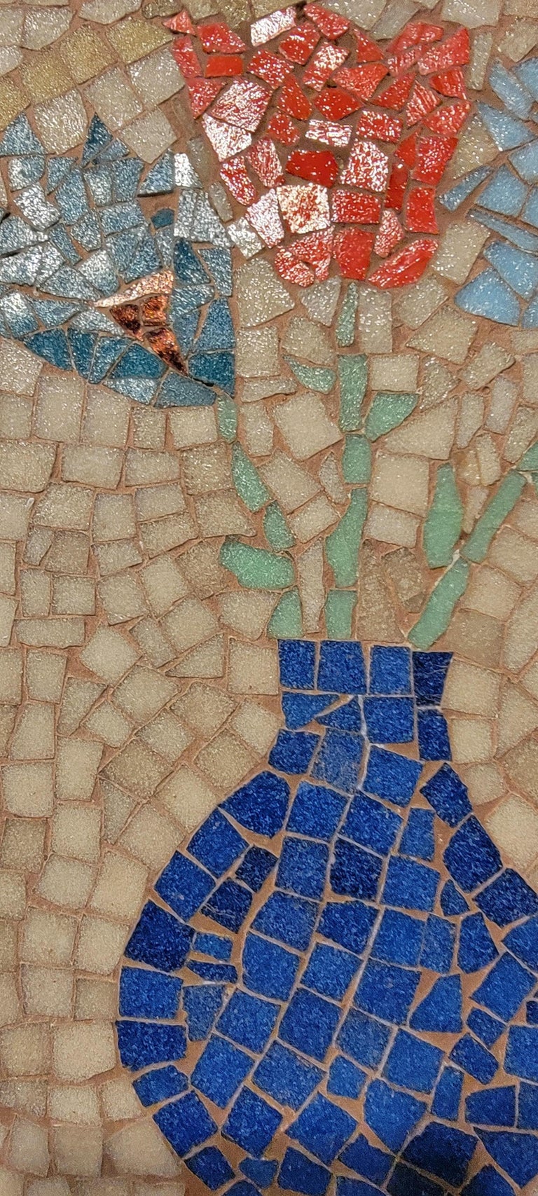Floral Mosaic Tile Wall Hanging / Plaque For Sale at 1stDibs