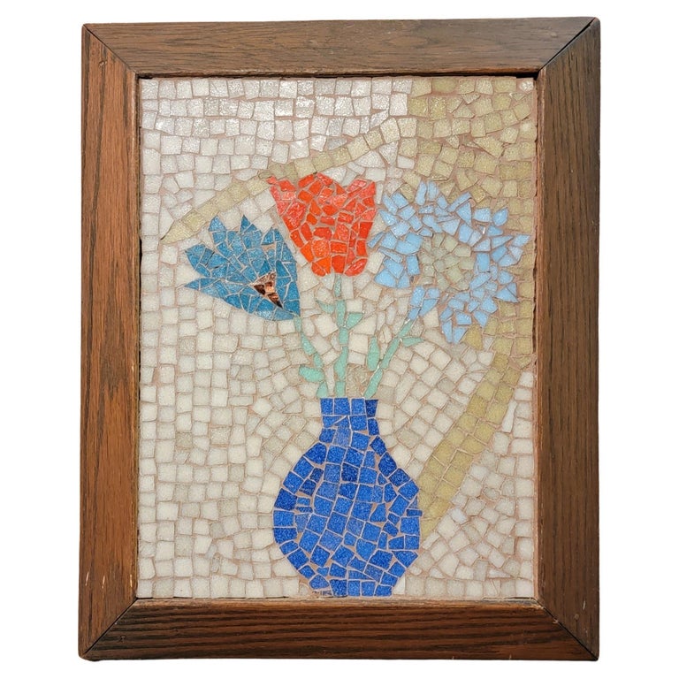 Floral Mosaic Tile Wall Hanging / Plaque For Sale at 1stDibs