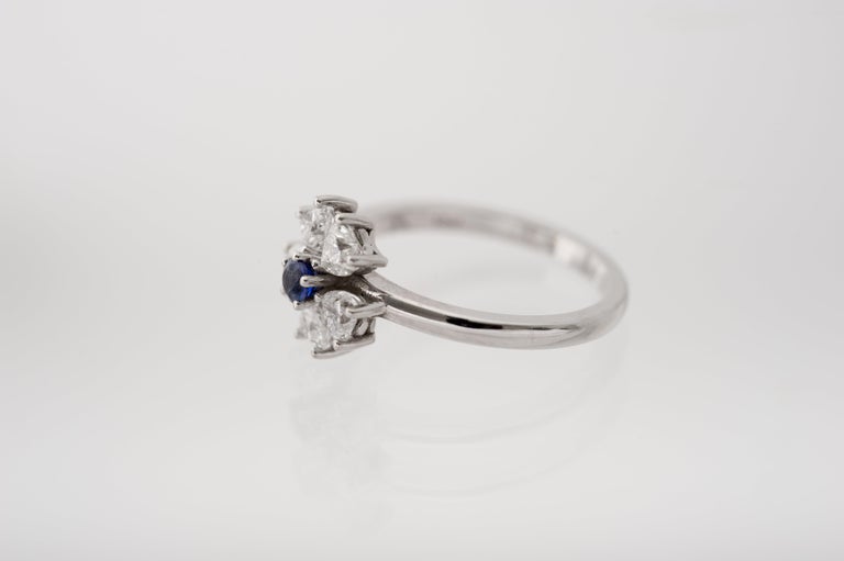Customizable Floral Motif Diamond Ring with Ideal Cut Heart Shaped ...