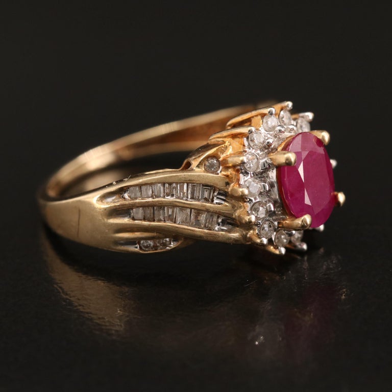 Customizable Floral Ruby and Diamond Engagement Ring Art Deco Halo Ruby ...