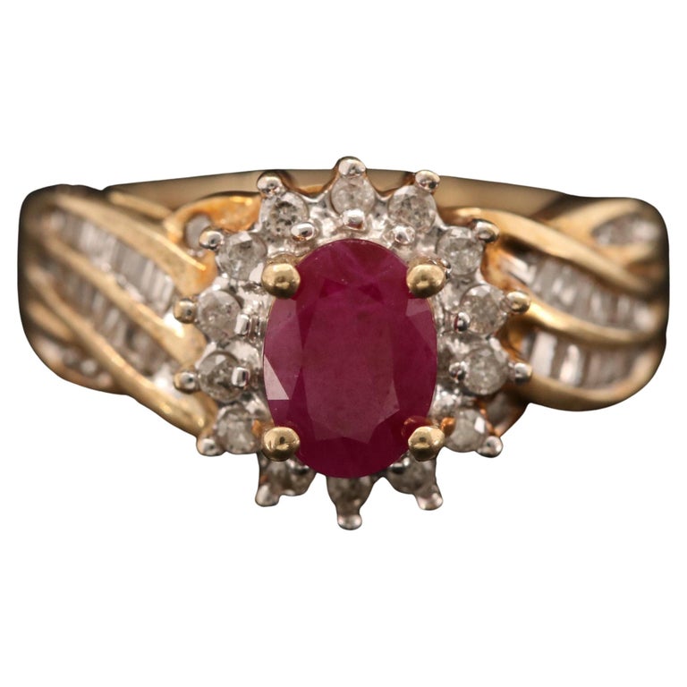 Customizable Floral Ruby and Diamond Engagement Ring Art Deco Halo Ruby ...