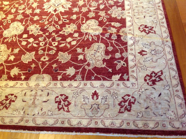 Floral Rug in Red and Beige For Sale at 1stDibs