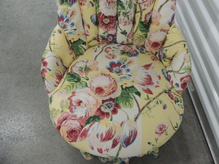 Floral Upholstered Victorian Eastlake Style Slipper Chair For Sale at ...