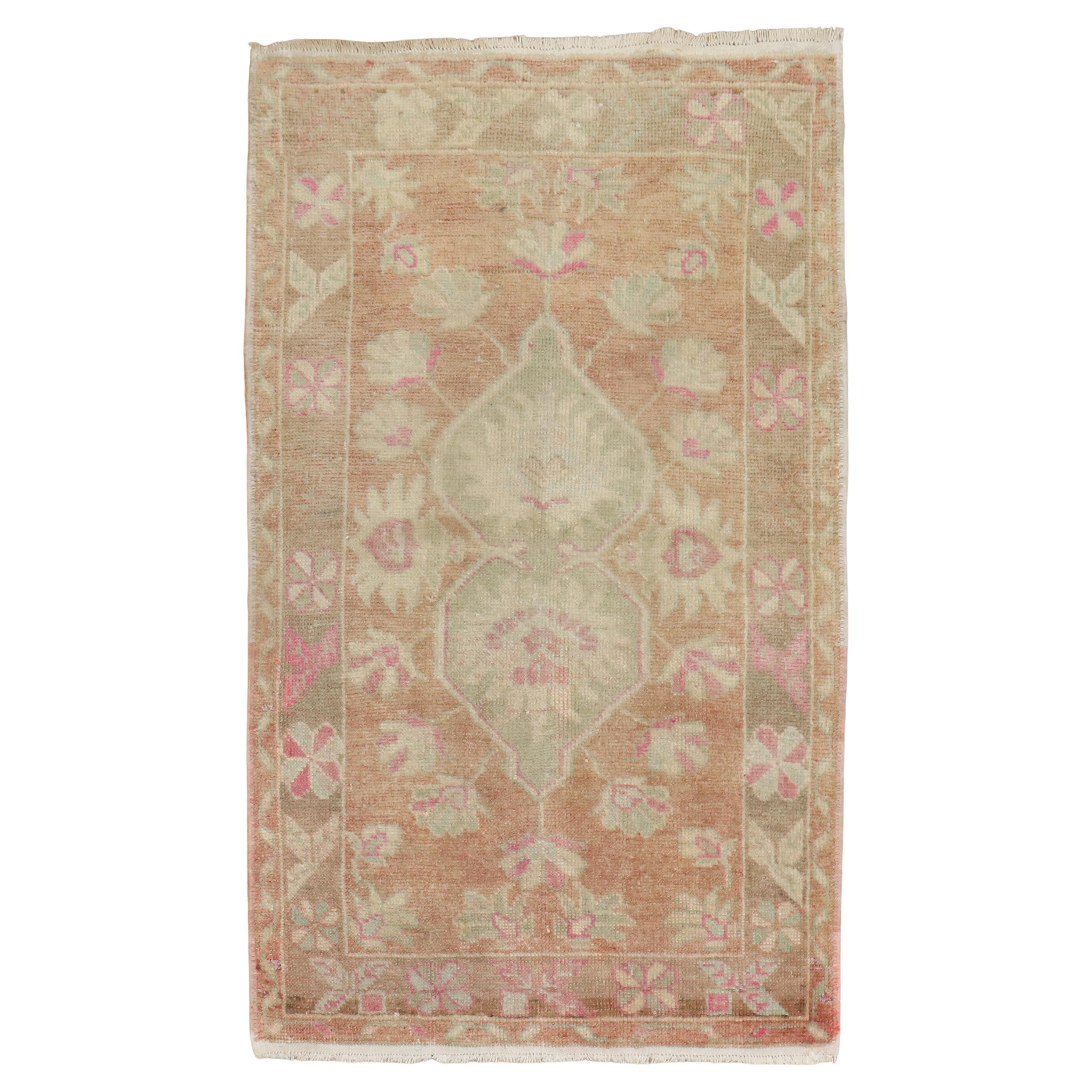 Vintage Turkish Floral Rug For Sale at 1stDibs