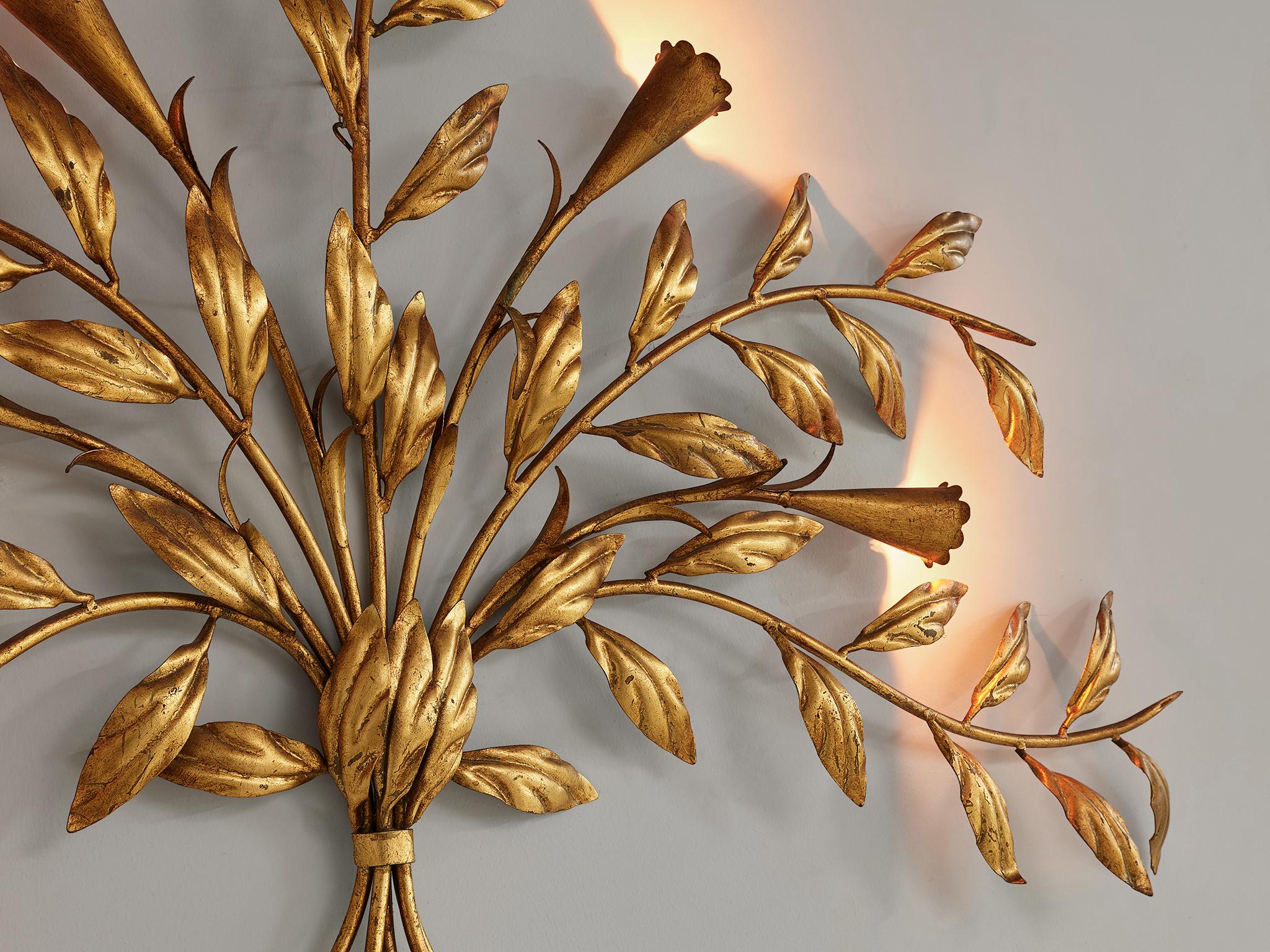 Floral Wall Light in Brass For Sale at 1stDibs